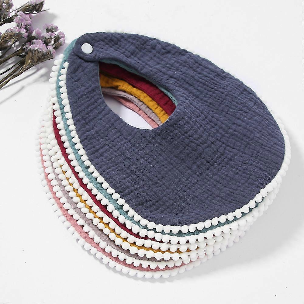 Cotton Baby Bibs Solid Color Ruffle Absorbent Baby Tassel Bib Newborn ...