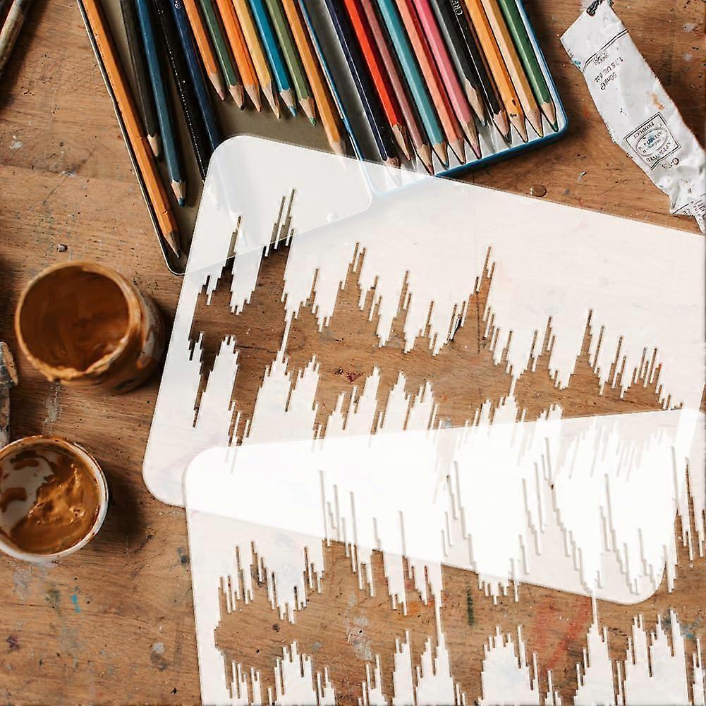 2PCS Sound Wave Painting Stencil 8.3x11.7inch Sonic Line Stencil for Painting Music Signs ...