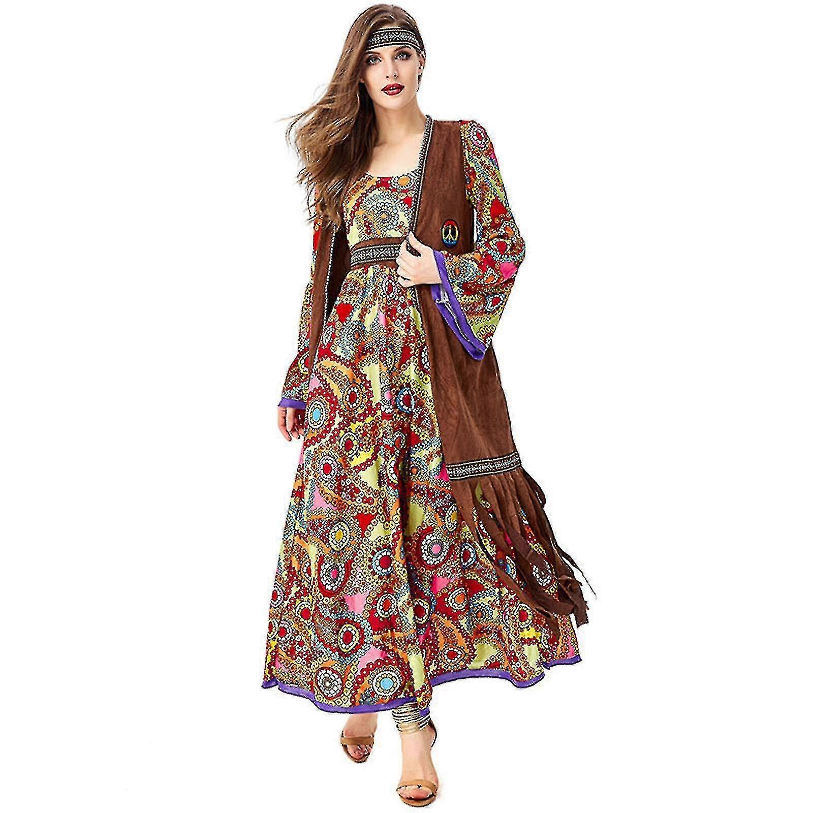 60s 70s Hippie Costume Set With Hippie Accessories, Retro Hippie ...