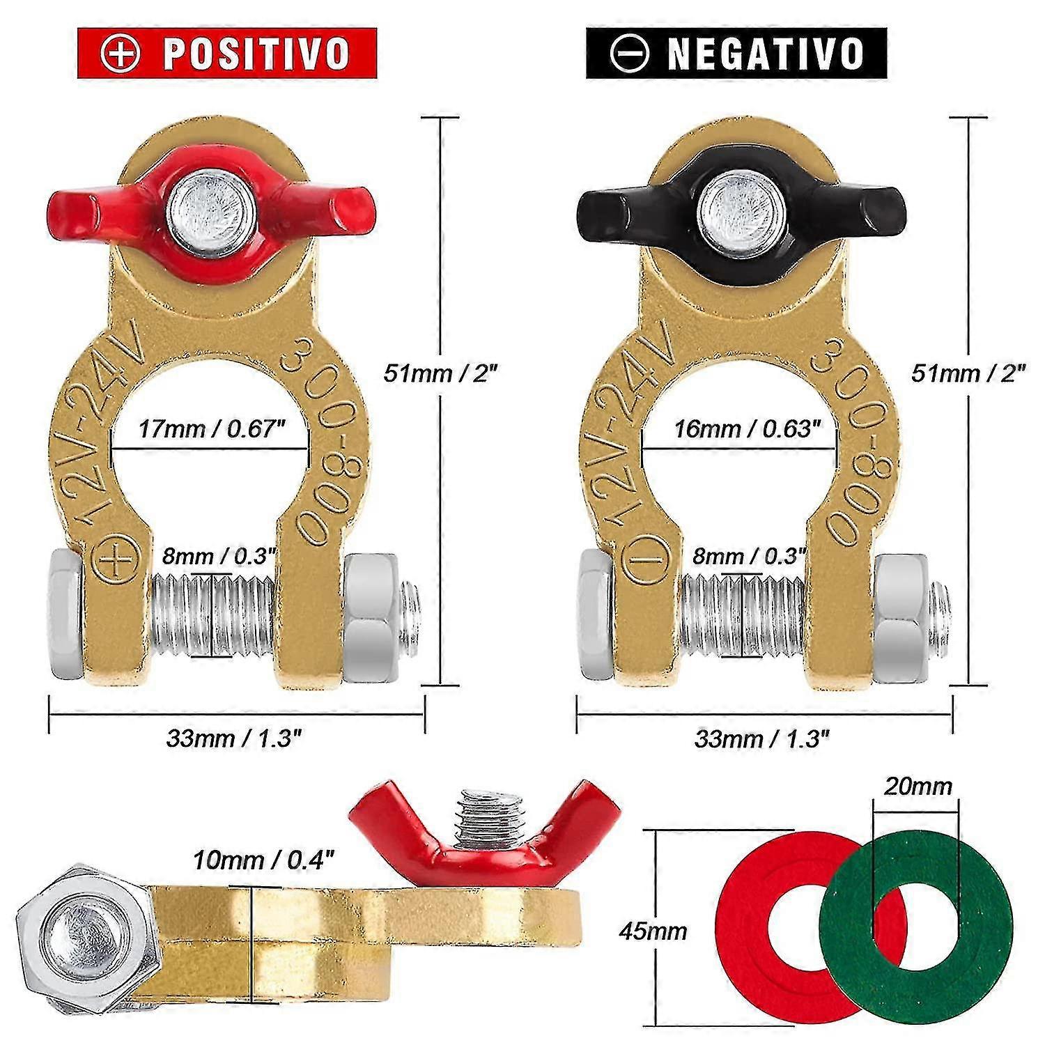 Pole Terminals Car Battery 12v 1 Pair, Battery Terminals M8 Bolts ...