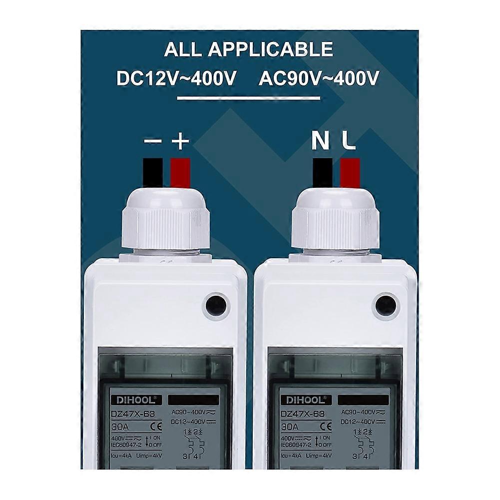 30 Amp 12V-400V DC Disconnect Switch Miniature Circuit Breaker with IP65 Distribution Box for ...