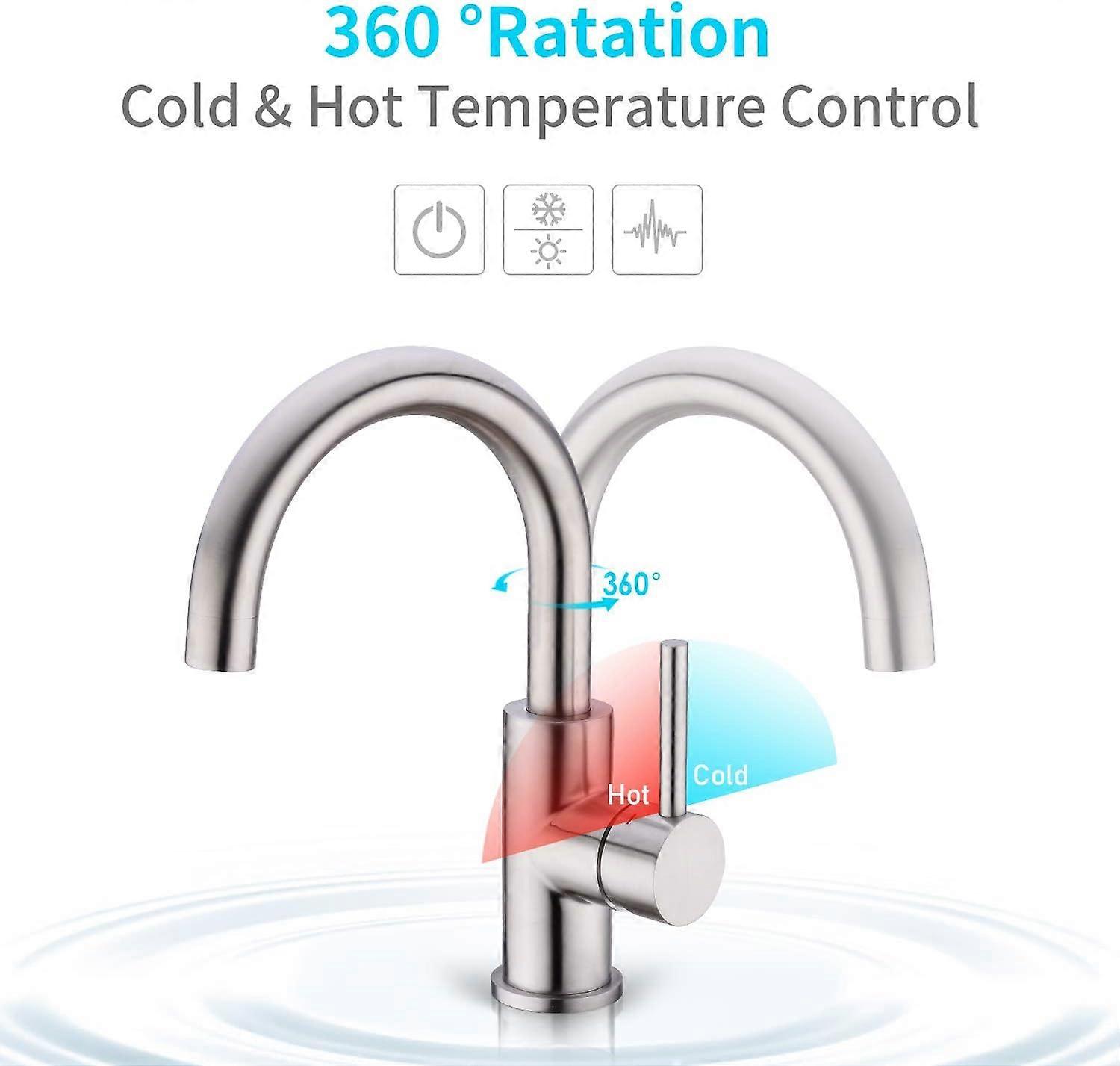 Bar Sink Faucet Bathroom Kitchen Faucet Brushed Nickel Single Hole ...