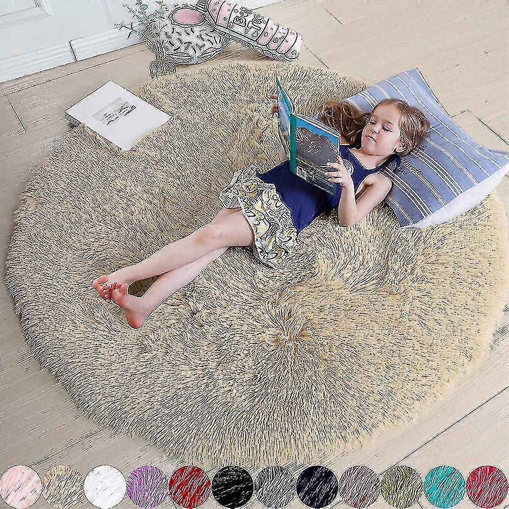 Round Rug For Bedroom, Fluffy Circle Rug For Kids Room | Fruugo UK