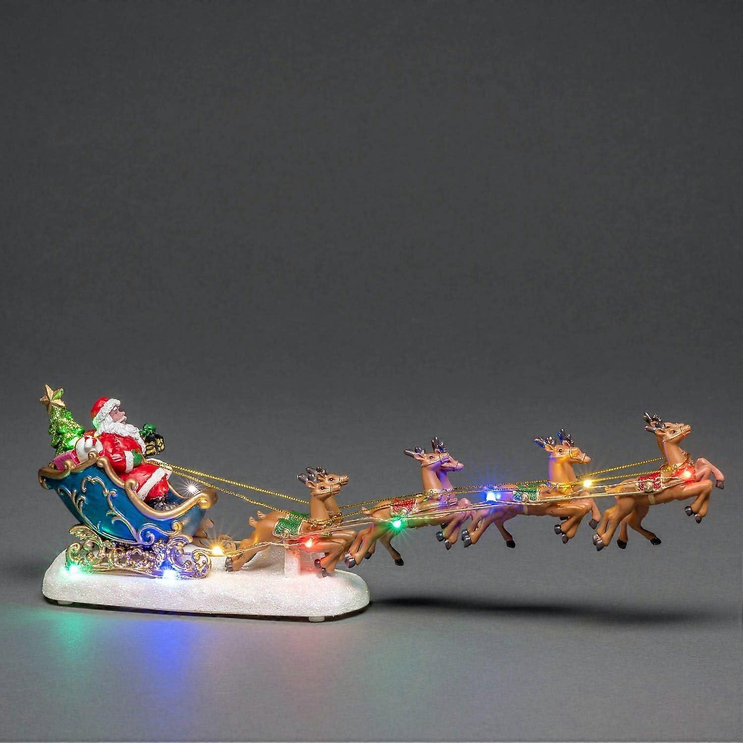 LED Christmas Scene : Santa in Sleigh with Flying Reindeer,Christmas ...