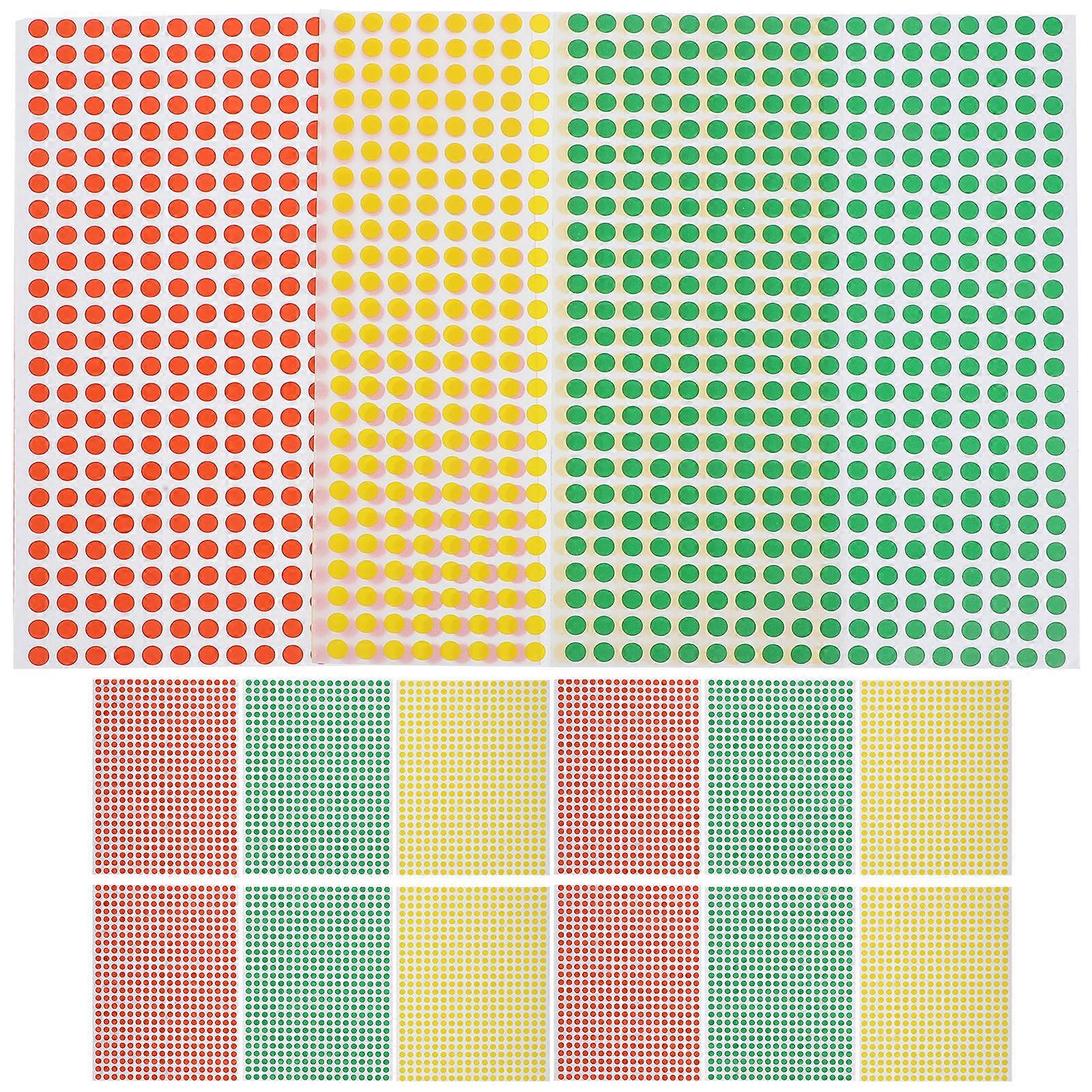 15 Sheets of Colorful Dot Decals Round Label Sticker Round ...
