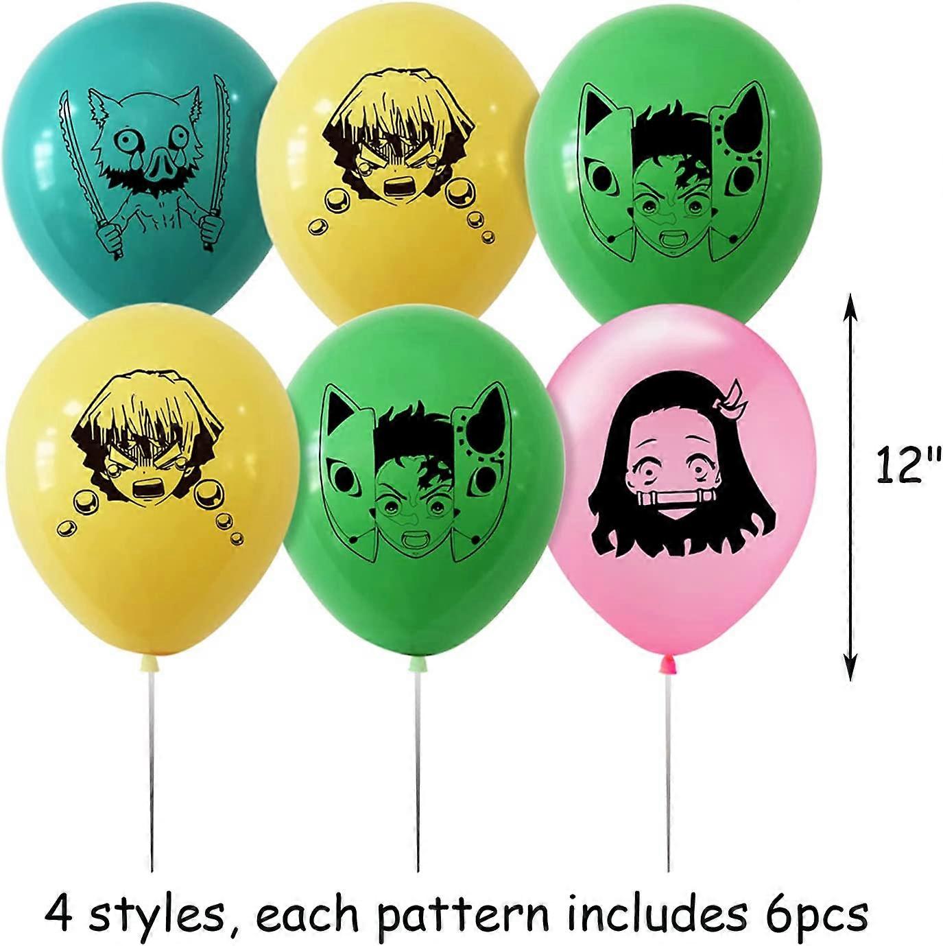 24pcs Demon Slayer Party Balloons, Demon Slayer Birthday Decorations ...