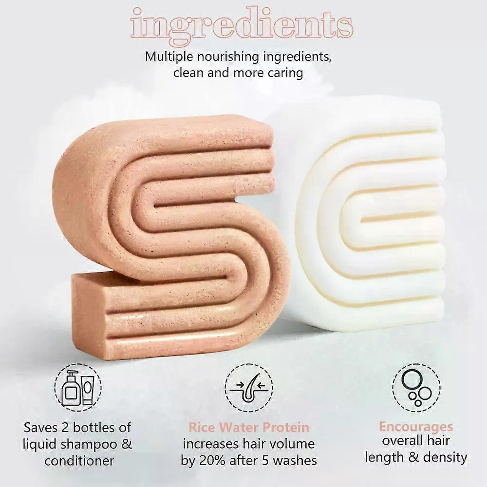 Rice Bar Shampoo & Conditioner Set for Hair Growth - Solid Shampoo & Conditioner Bar Set for ...