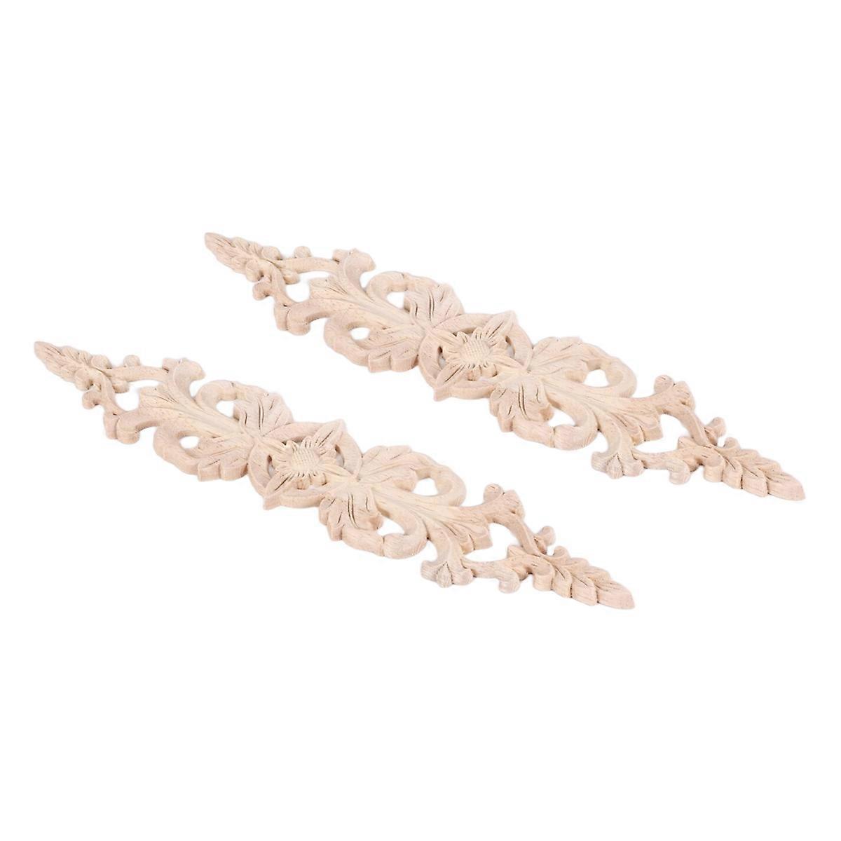 33Cmx6Cm Wood Carved Decal Stripe Corner Appliques Long Hollow Flower ...