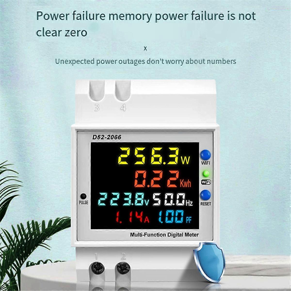 Tuya WiFi Intelligent Digital Display Electricity Meter DIN-Rail ...
