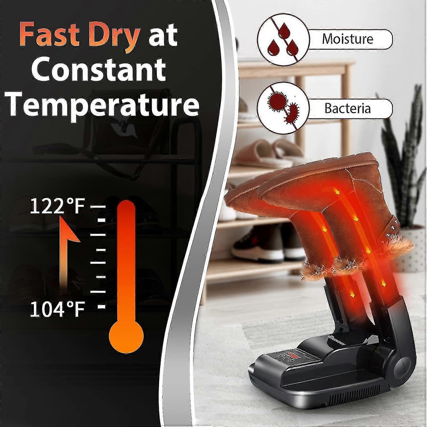 Portable Shoe & Boot Dryer with Adjustable Rack, Heater Blower, Timer ...