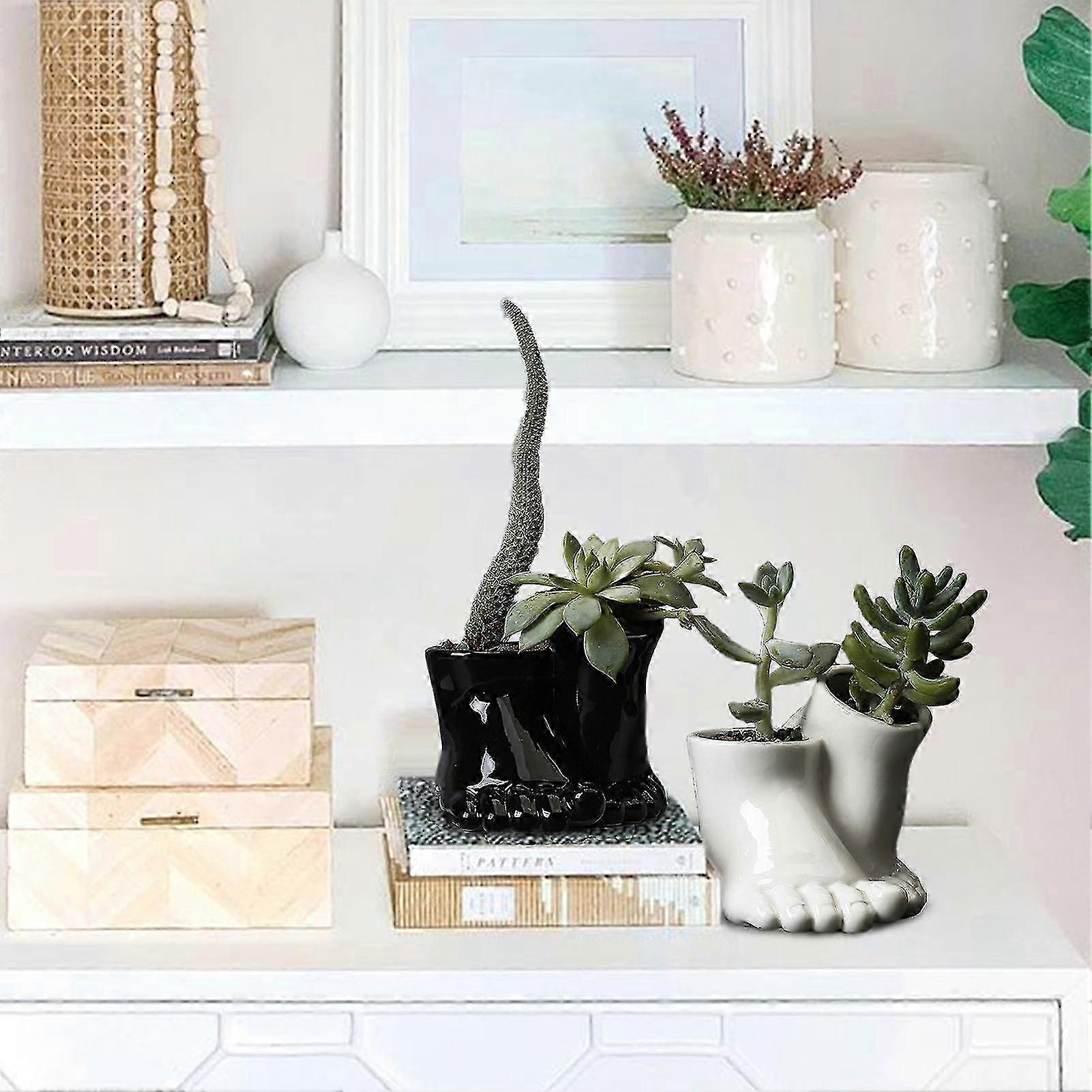 Novelty Human Feet Shape Ceramic Succulent Planter Flower Pot Small ...