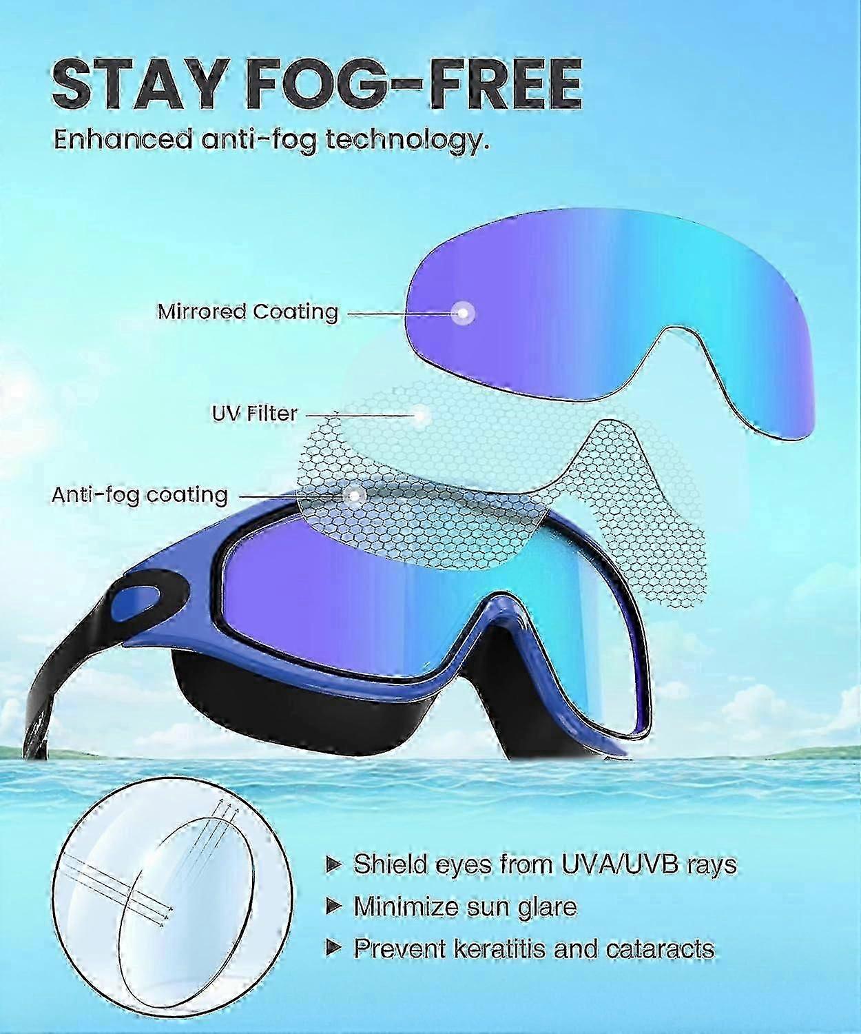 Goggles Swimming Adult Swim-Goggles: Wide View with UV400 Protection ...