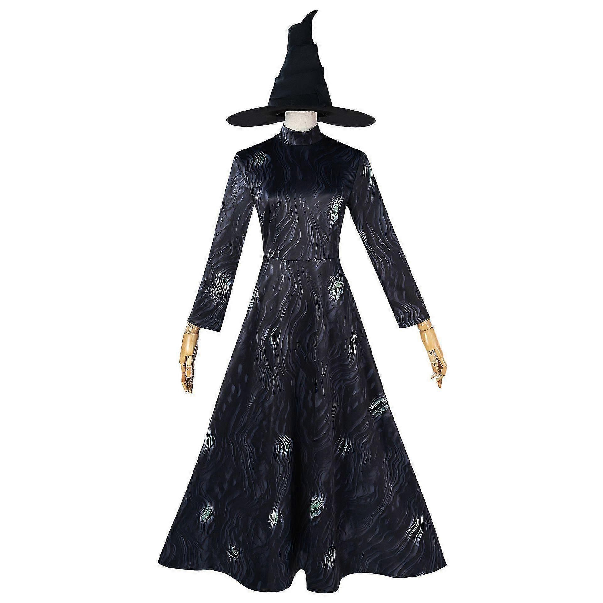 Witch Elphaba Cosplay Black Dress Glinda Pink Costume Halloween ...