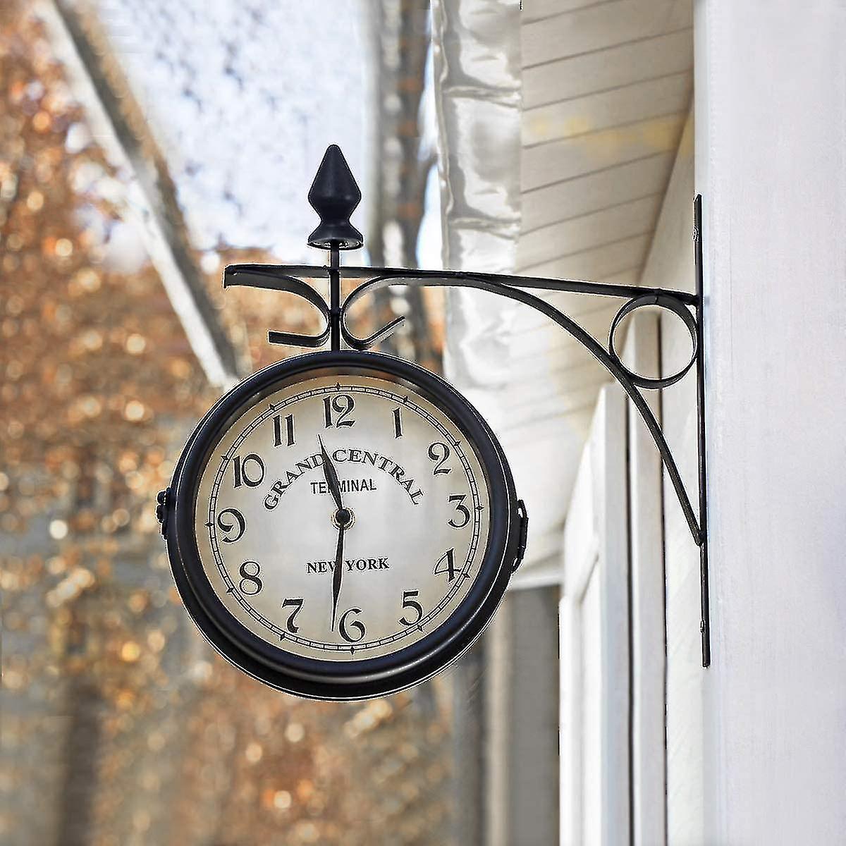 Double-sided Wall Clock Station Clock Garden Clock Double-sided Clock ...