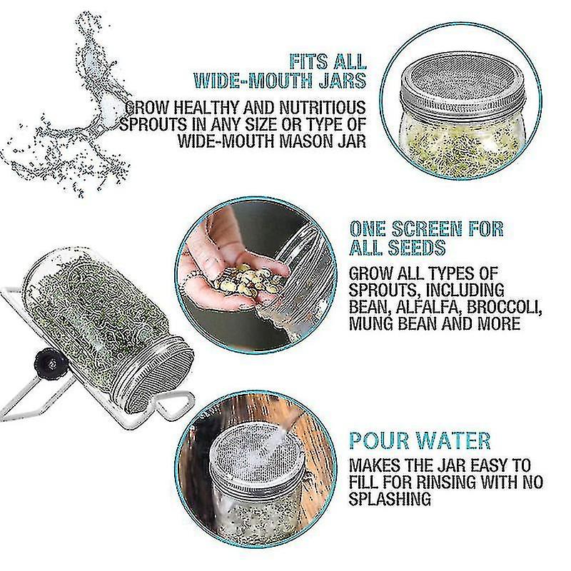 6 Pack Sprouting Jar Lids Fits Regular Mouth Jars | Fruugo UK