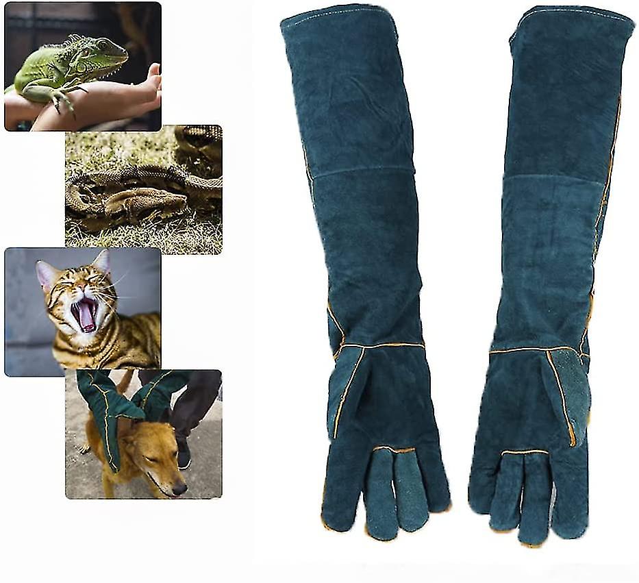 Anti-bite Animal Handling Gloves, 60cm Multipurpose Leather Work Gloves ...