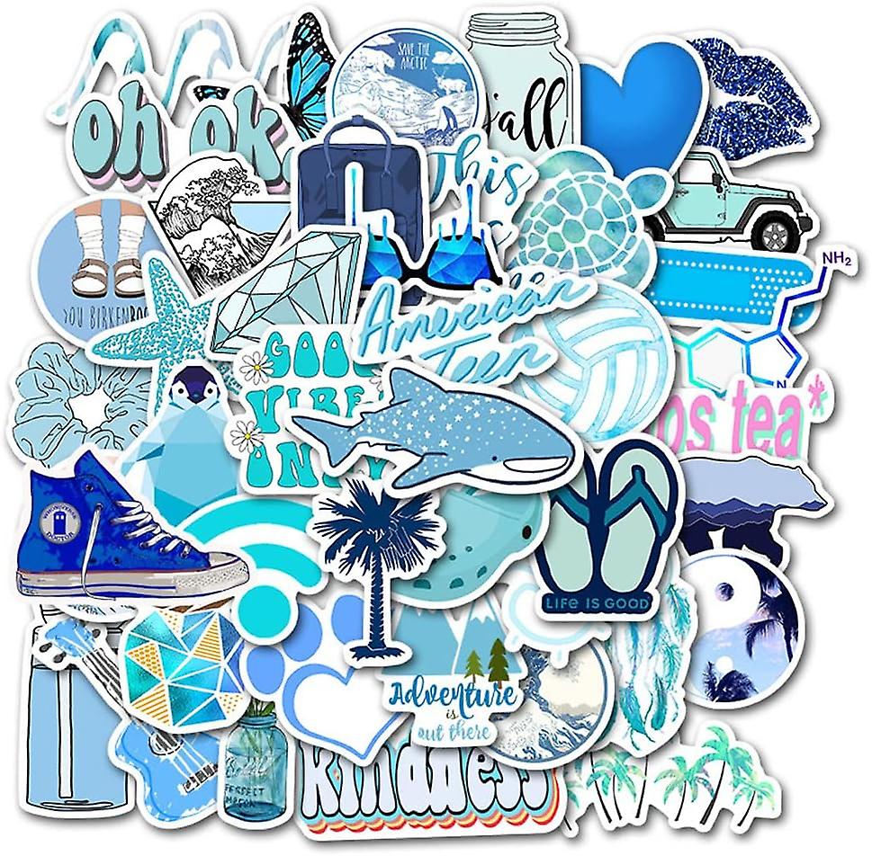 Girl's Blue Aesthetic Stickers, Cute Stickers for Hydroflask Laptop ...