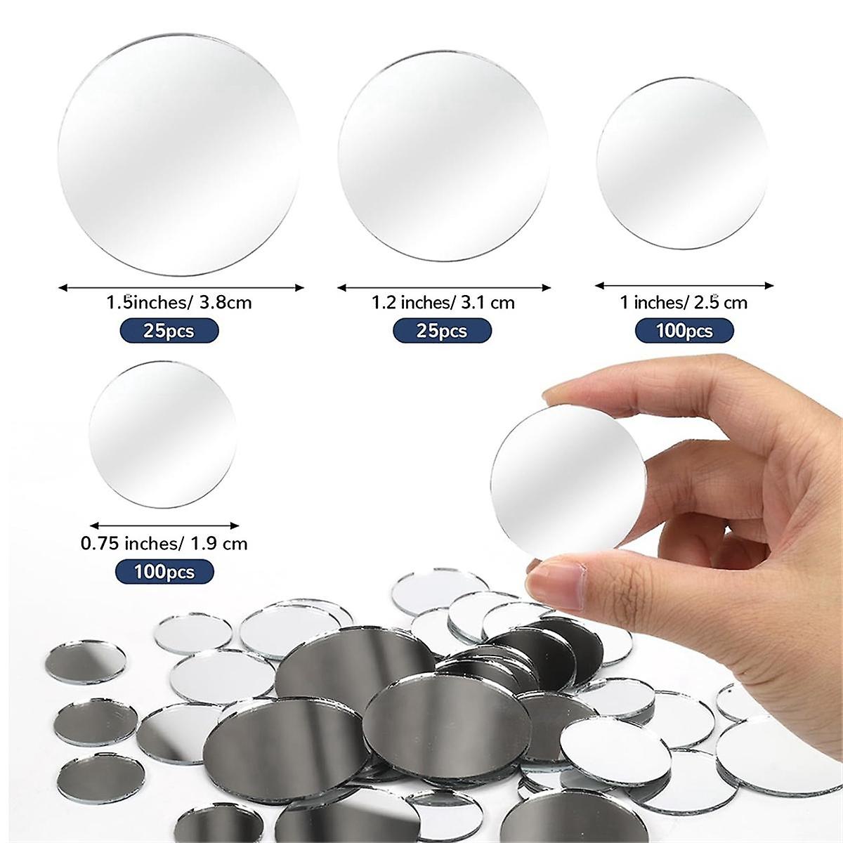 250 PCS Small Circle Craft Mirror, Mini Round Acrylic Crafts Mosaic ...