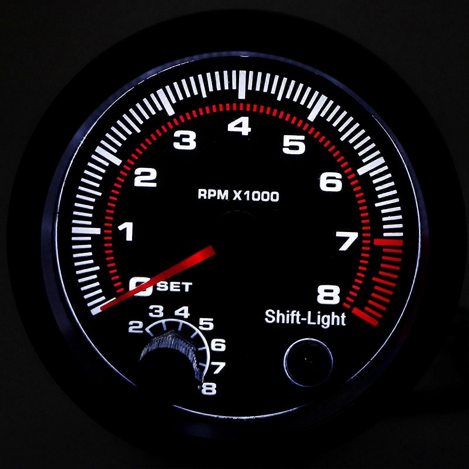 Black Racing Car Tachometer 3.75in Universal Gauge Meter 0-8000 RPM 12V ...