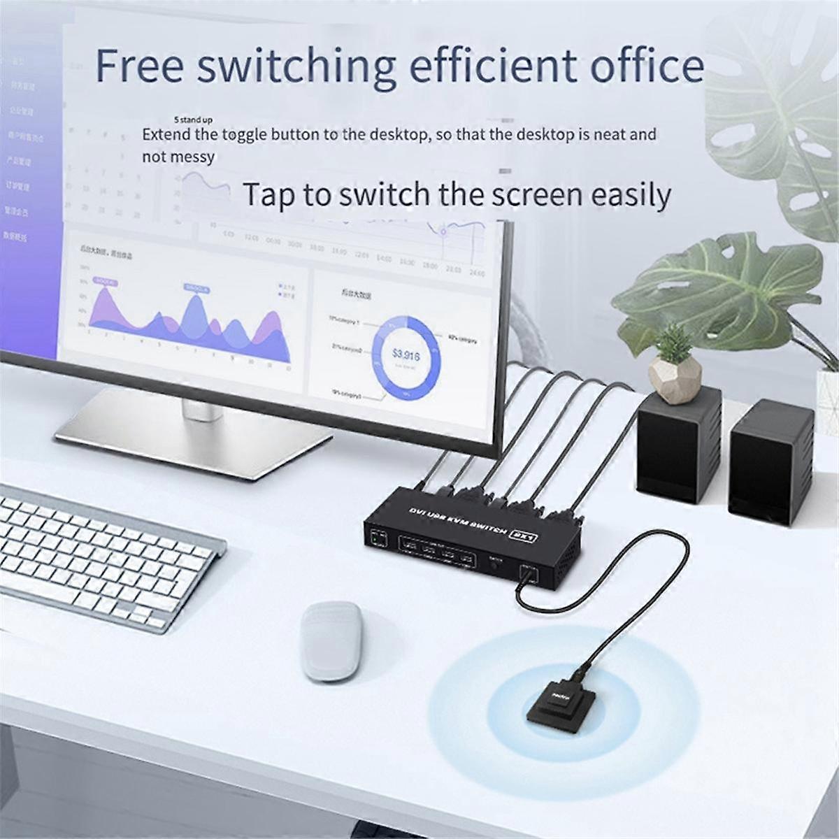 DVI KVM Switch 2-In-1 4K Two Computers Shared USB Keyboard Mouse Print ...