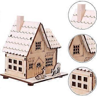 Wooden Christmas House LED Light House Lighted Wooden House Christmas ...