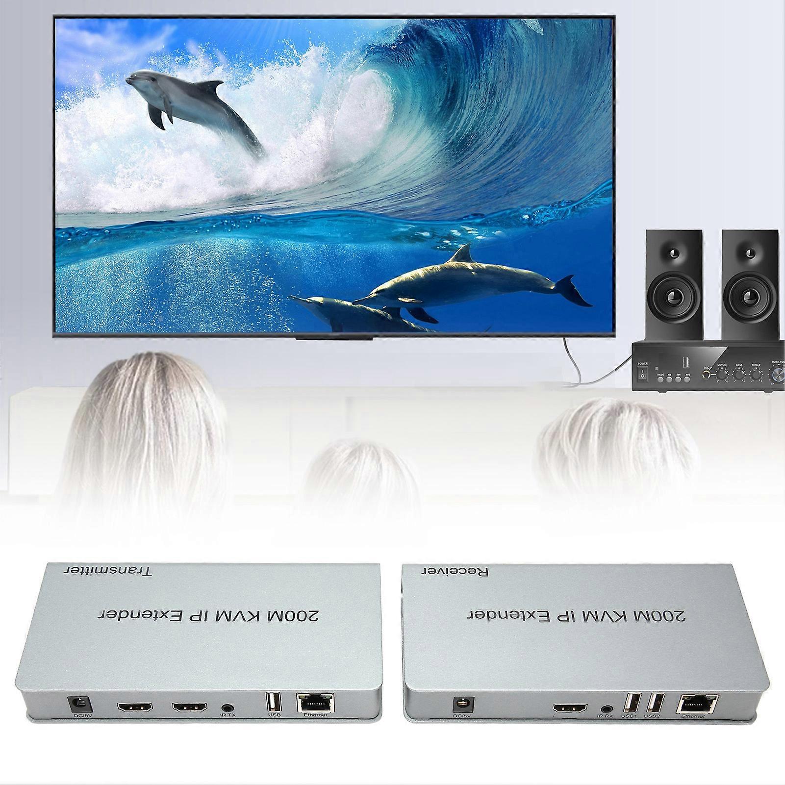 200m KVM IP Extender RJ45 HD Multimedia Interface KVM Over IP Extender ...