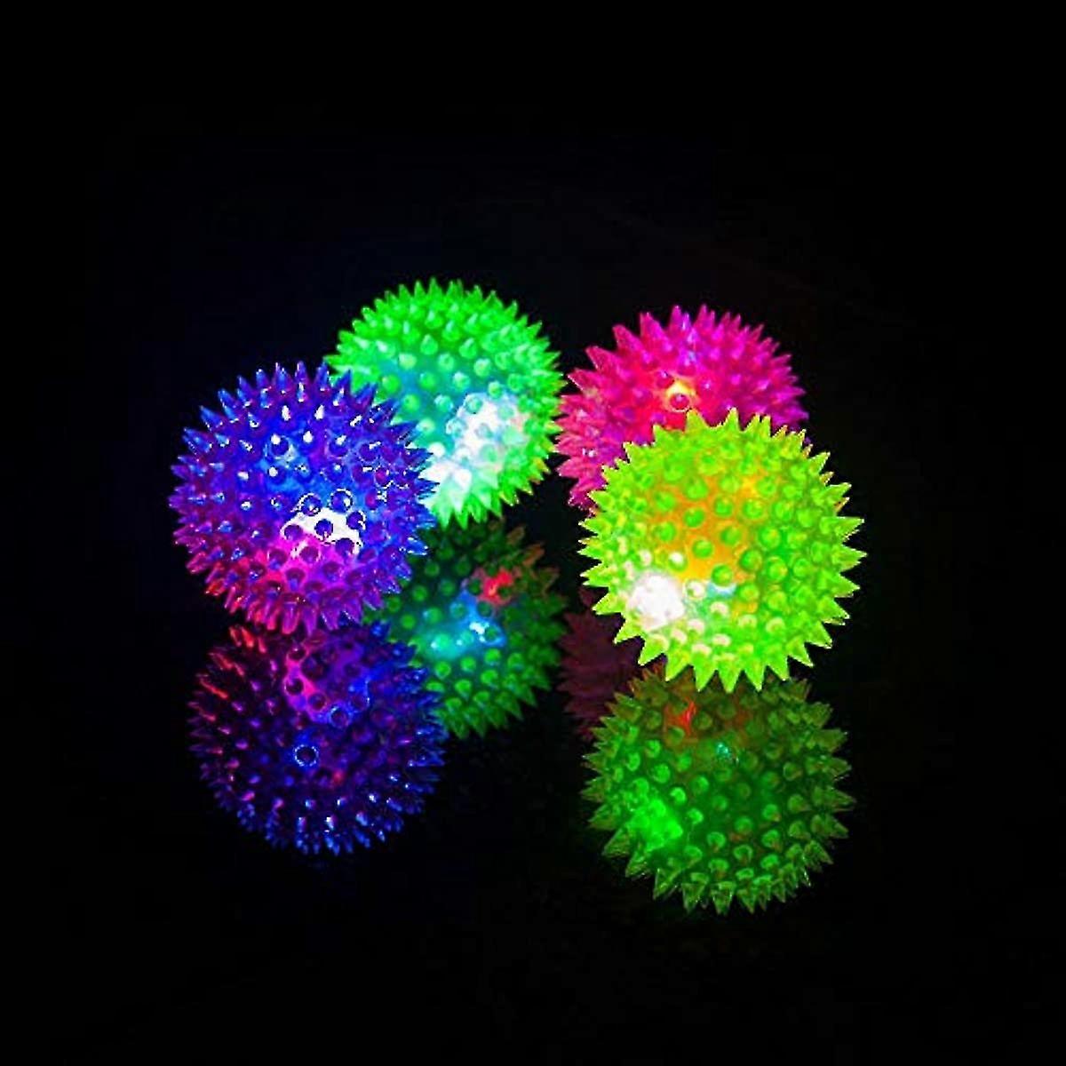 6 Large Spiky 6.5cm Led Flashing Bouncy Disco Balls With Light, Squishy ...