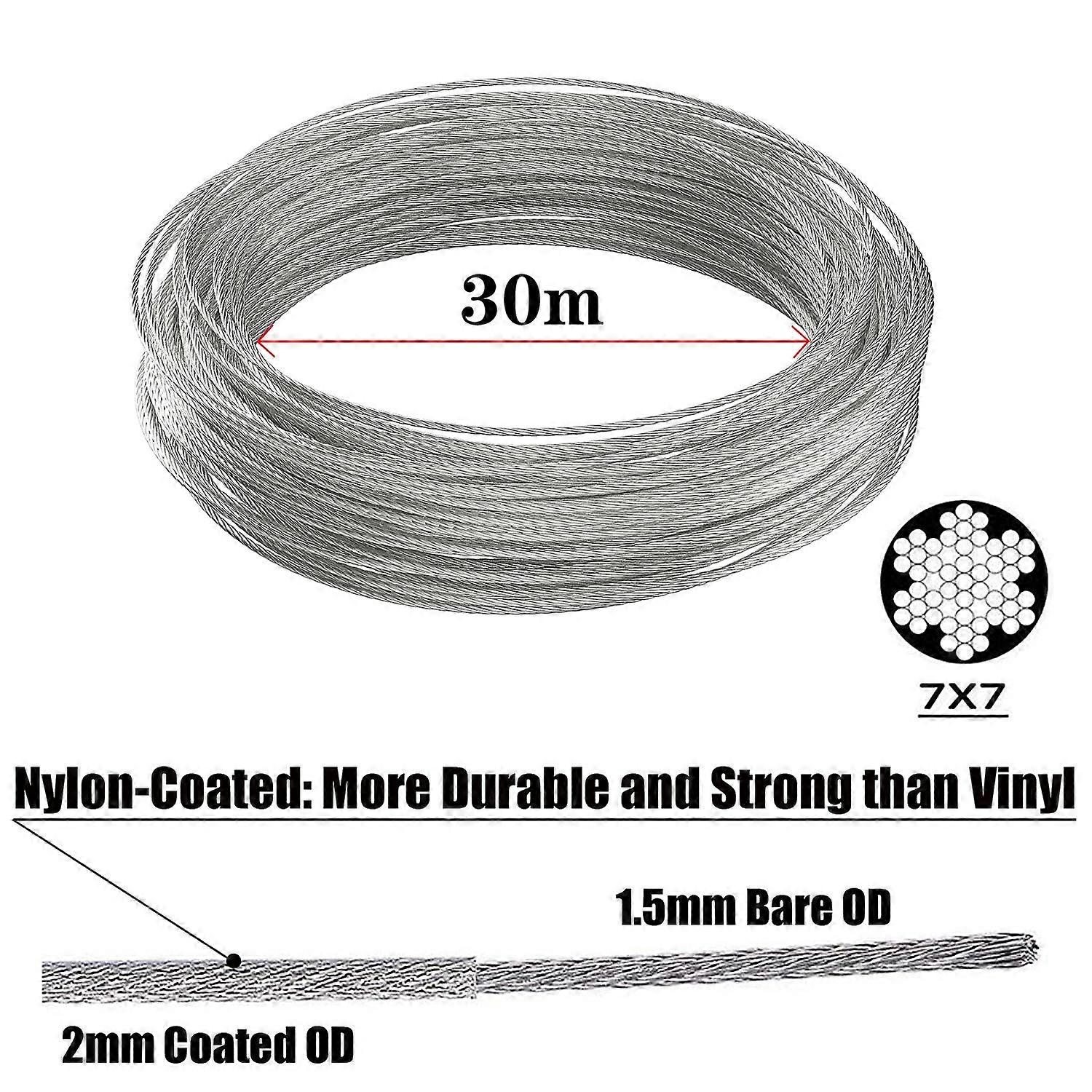 Stainless Steel Rope Hanging Kit, Heavy Duty Nylon 304 Stainless Steel ...