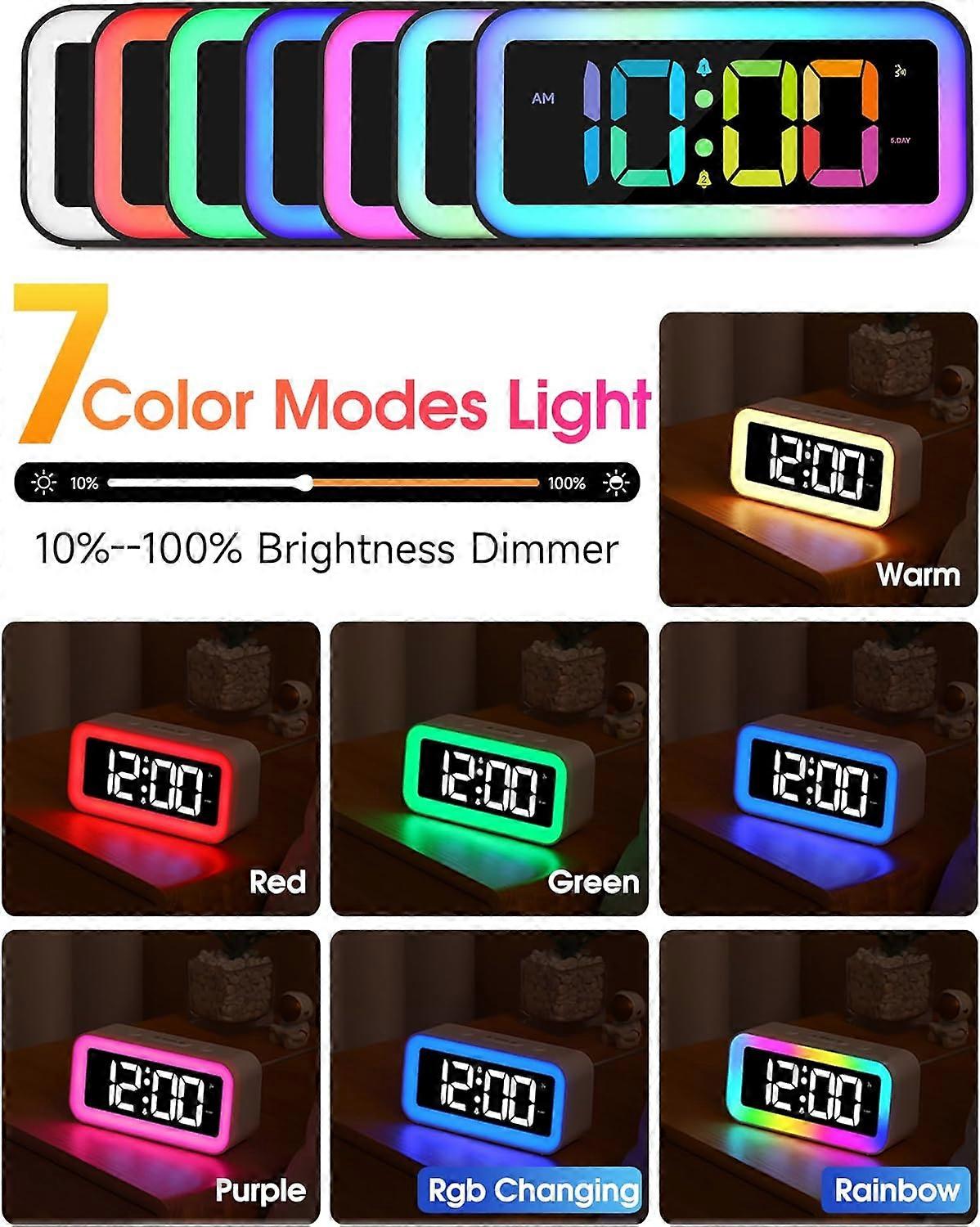 Loud Alarm Clock for Bedrooms with Dynamic RGB Night Light,Heavy ...