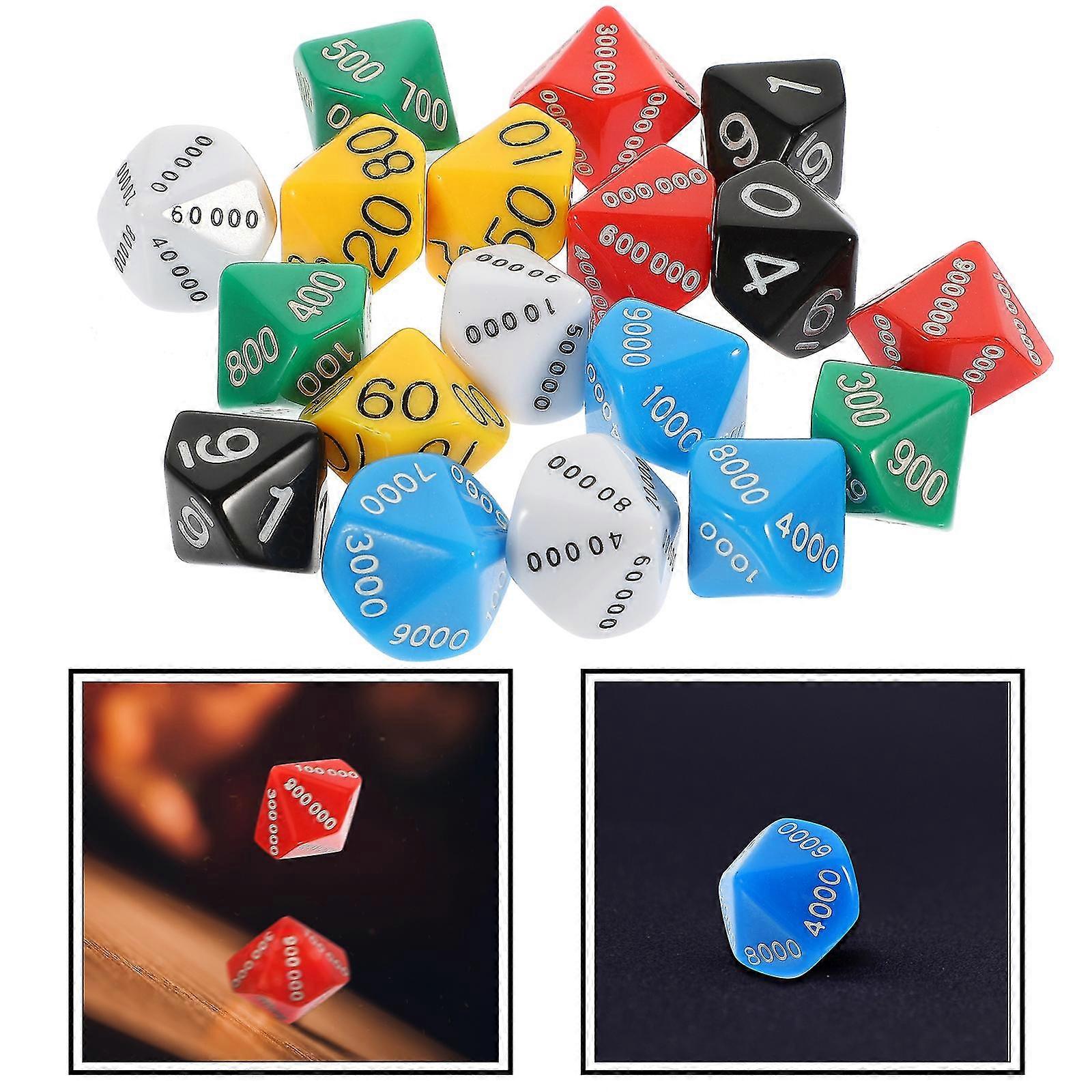 18pcs Place Value Dice Game Dice Party Board Game Props Plastic Dice ...