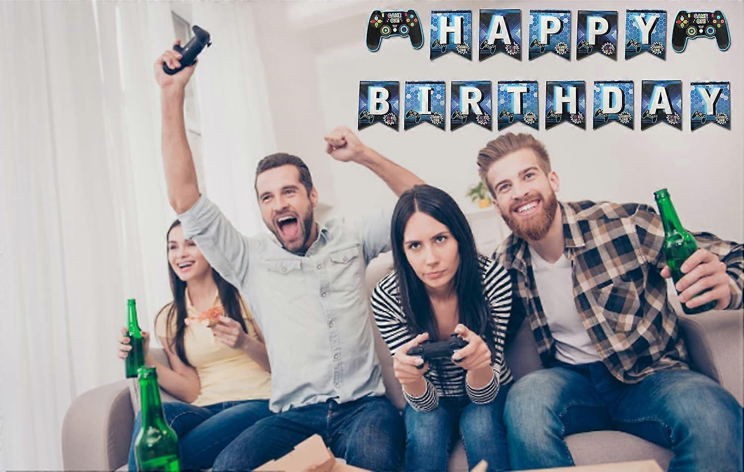 Video Game Happy Birthday Banner (Blue) Game Theme Party Happy Birthday ...