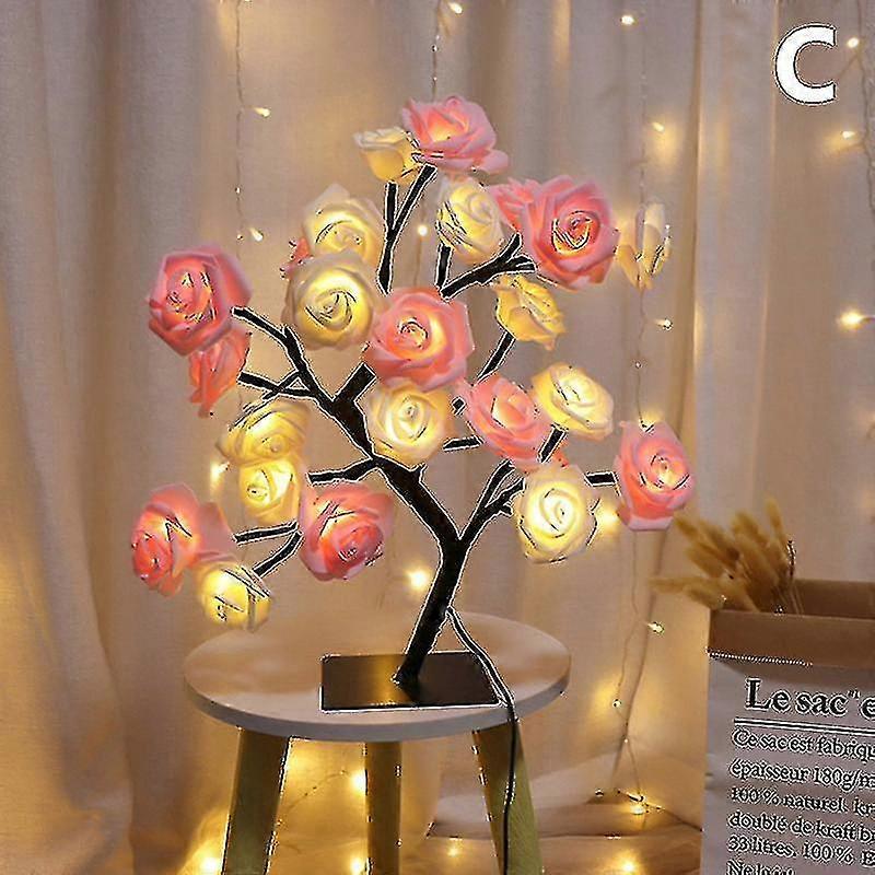 Led Table Lamp Lights Rose Flower Tree Usb Night Lights Home Decoration ...