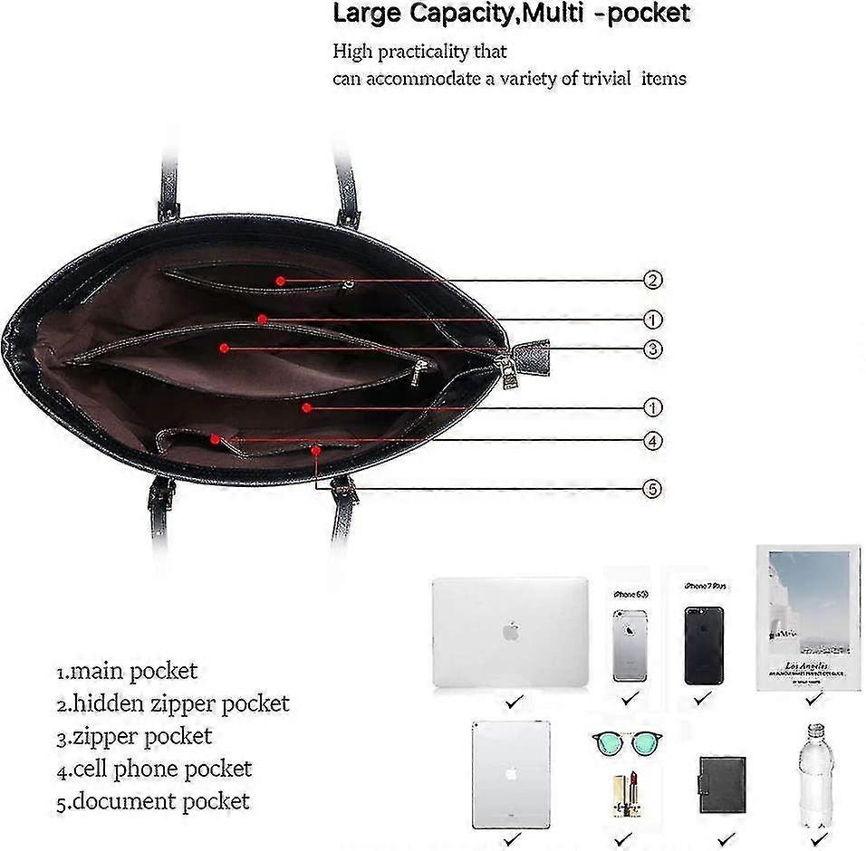 Ladies Handbag Tote, 15.6" Pu Shoulder Bag Laptop Bag With Adjable ...