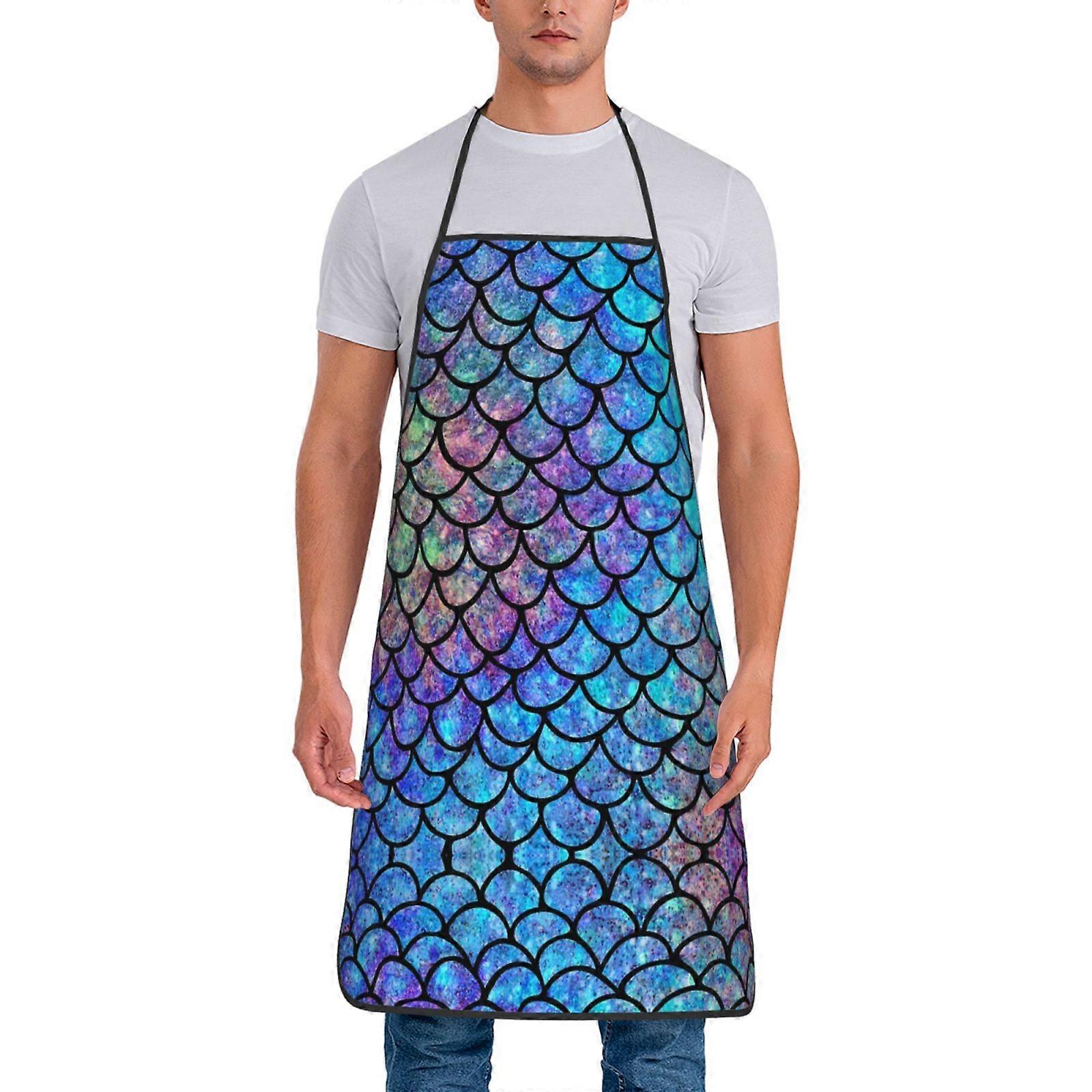 Rainbow Mermaid Scale Apron Kitchen Cooking Baking Aprons With Strap ...