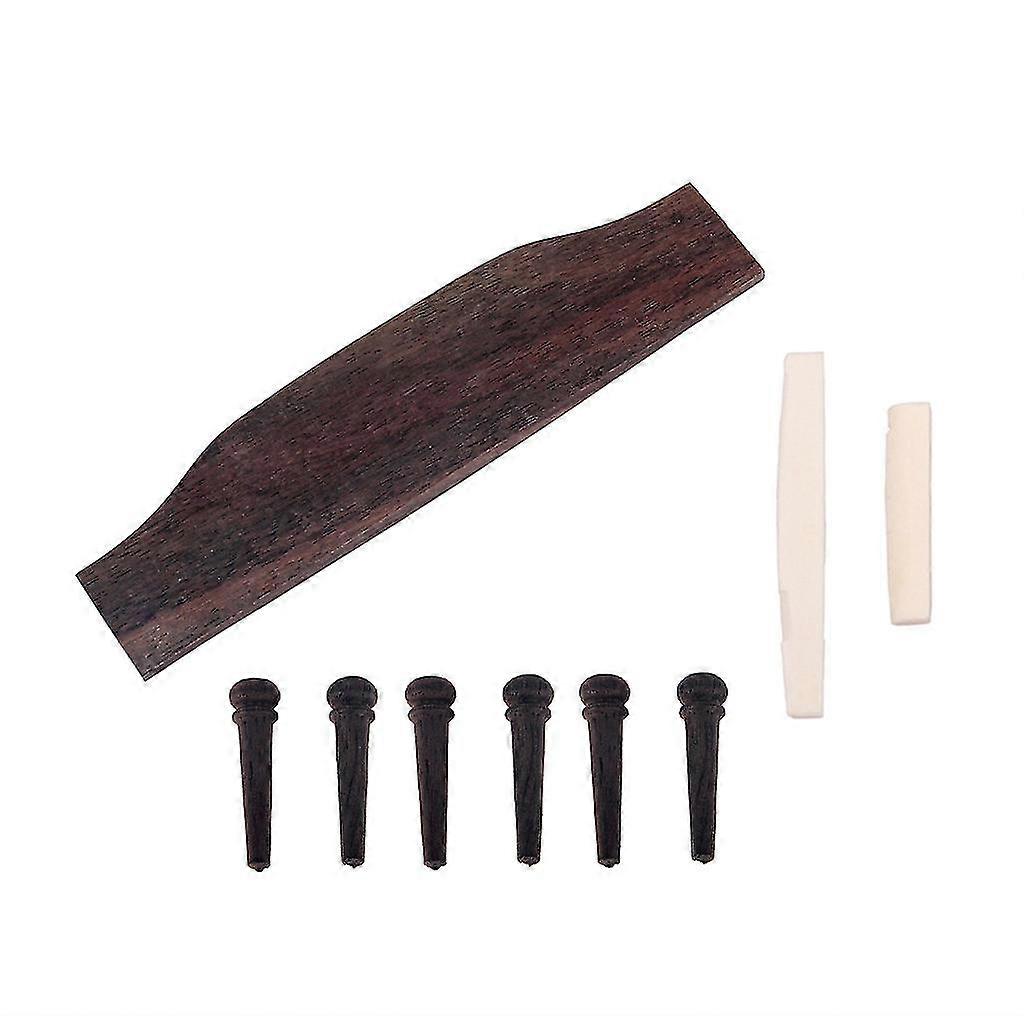 Acoustic Guitar Replacement Set Bridge End Pins Bone Saddle & Nut and ...