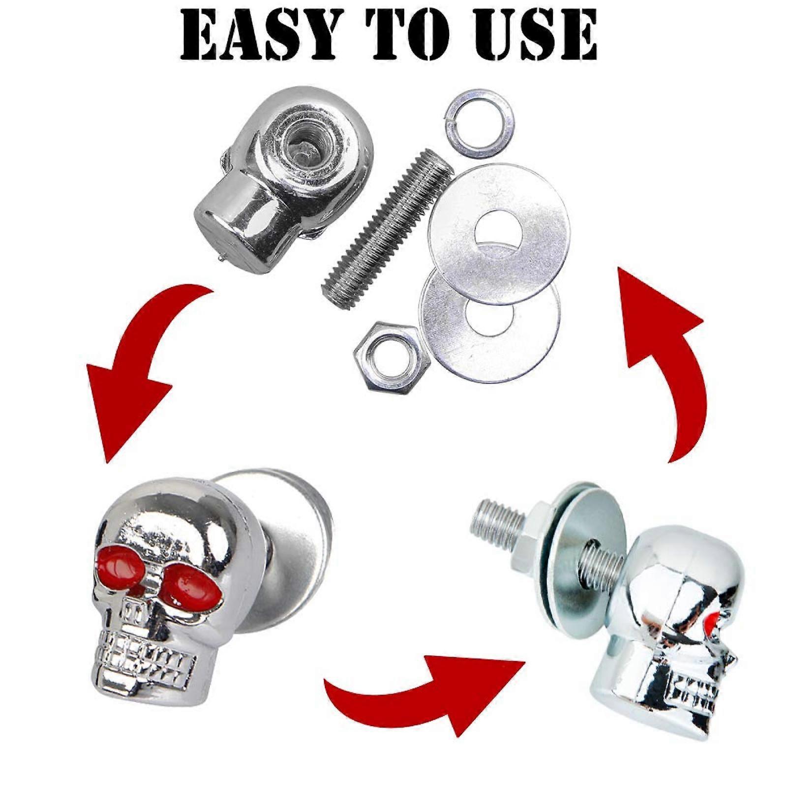 4Pcs Number Plate Screws, Skull License Plate Bolts, Universal License ...