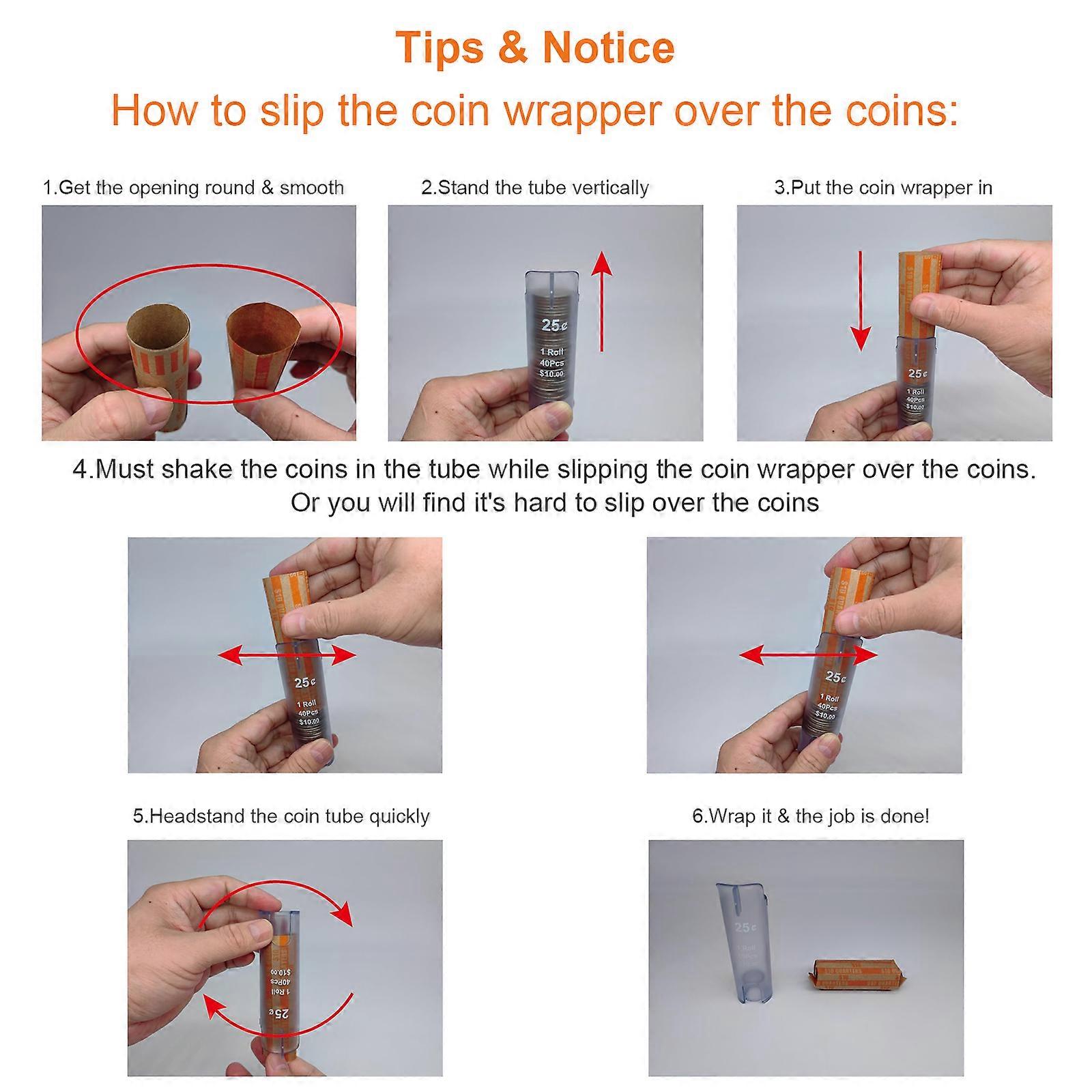 New Upgraded Coin Sorter Tube Coin Counter With Coin Wrappers, 5-IN-1 ...