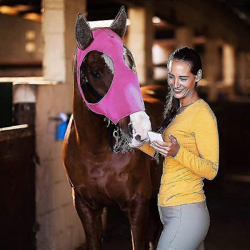 Rose Red Horse Face Mask Horse Flying Mask Horse Mosquito Repellent ...