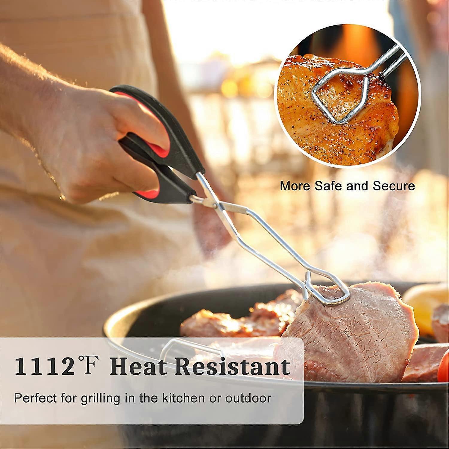 Cooking Scissors Tongs, 11" Stainless Steel Kitchen Tongs with Comfort ...