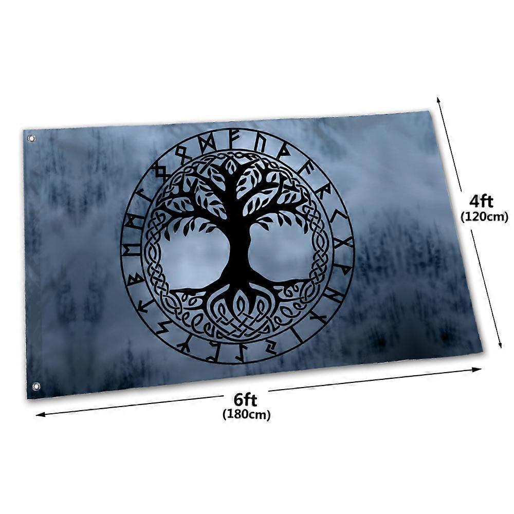 Yggdrasil Tree Runes Flag Viking Tree of Life Flags Norse Mythology ...