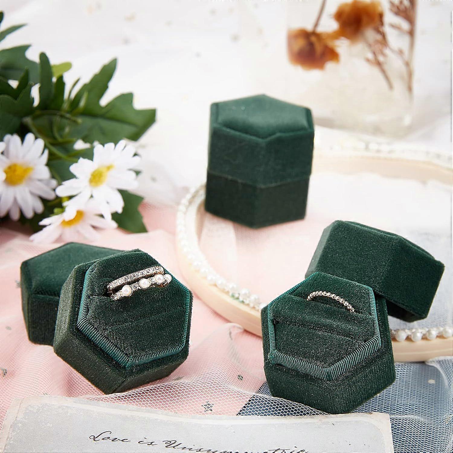 4 Pcs Velvet Ring Box Polygonal Ring Storage Box Jewelry Boxes Earring ...