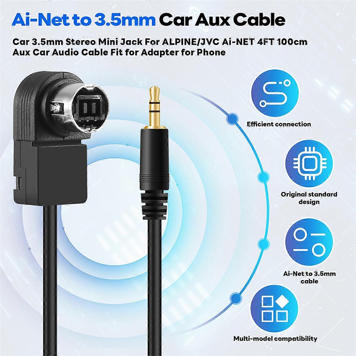 Car 3.5mm Stereo Mini Jack For ALPINE/JVC Ai-NET 4FT 100cm Aux Car ...