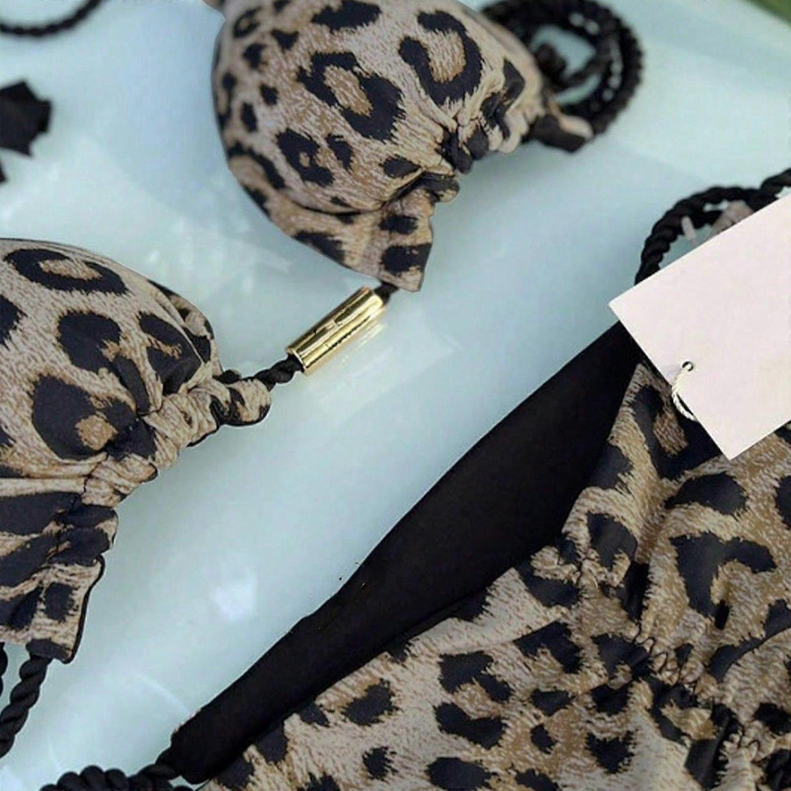 Leopard Print Bathing Suit for Women Swimming Costume Set Ladies Push ...