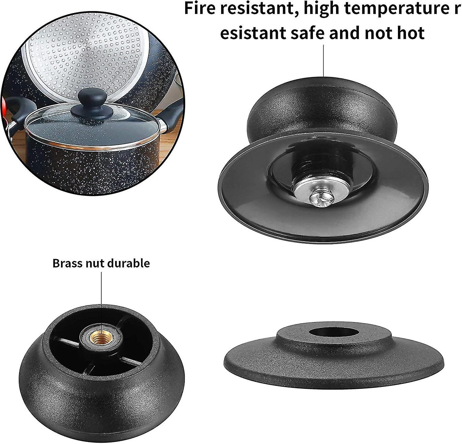 4 Pack Saucepan Lid Knobs - Black, Pot Lid Knobs, Kitchen Utensil ...