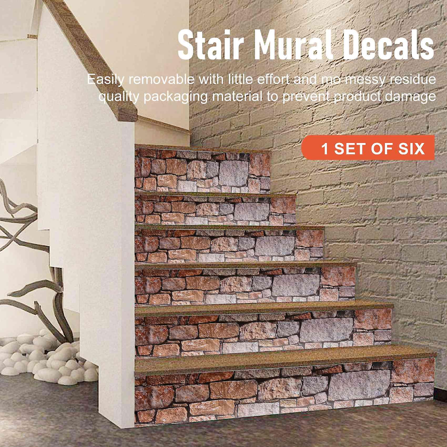 3D Stair Sticker Murals Wall Decal-Vintage Landscape Staircase Sticker ...