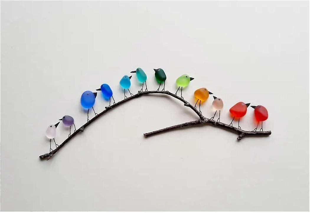 Sea Glass Rainbow Birds, Sea Glass Art, Sea Glass &driftwood Picture ...