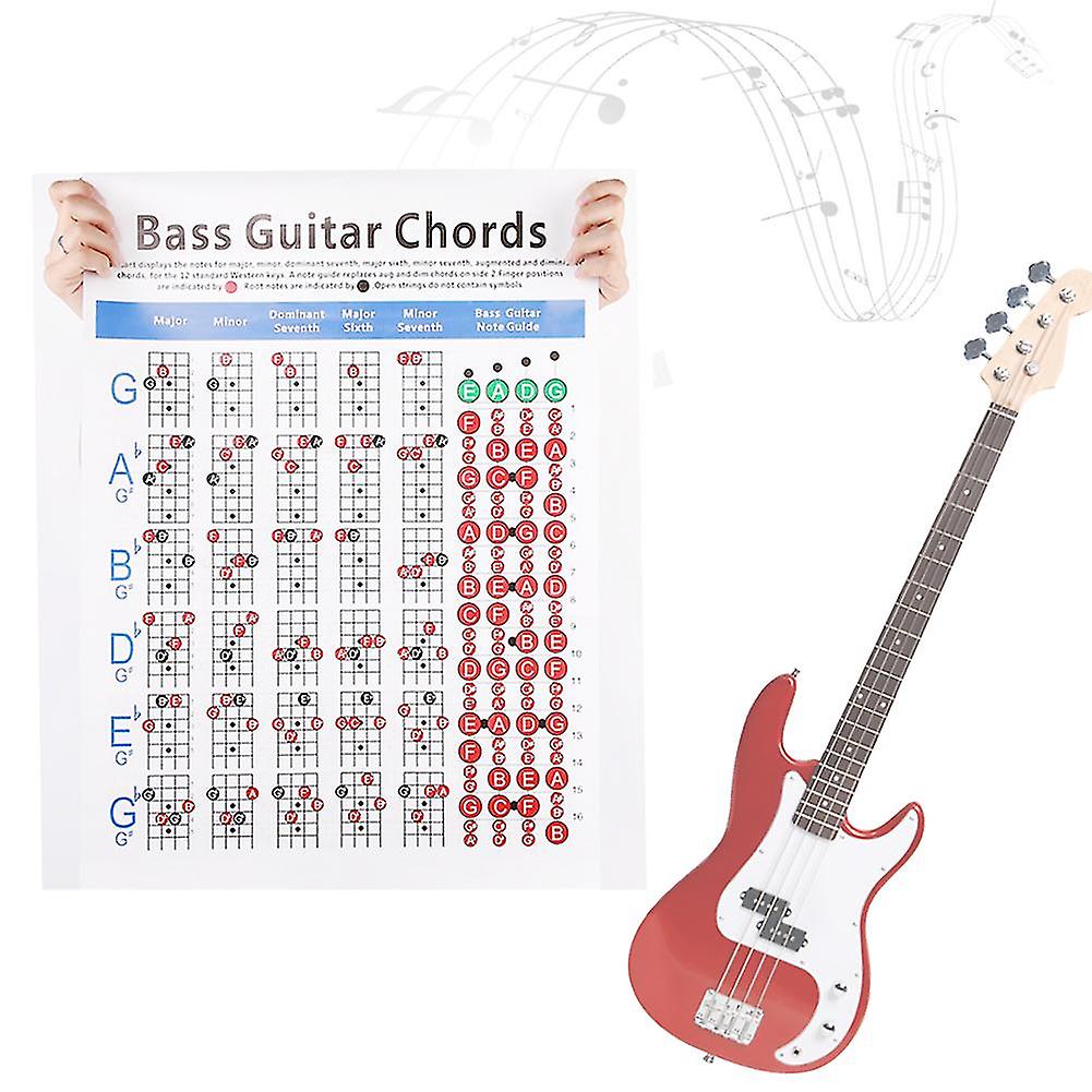Bass Guitar Chords Chart 4-String Beginner Finger Practice Musical ...