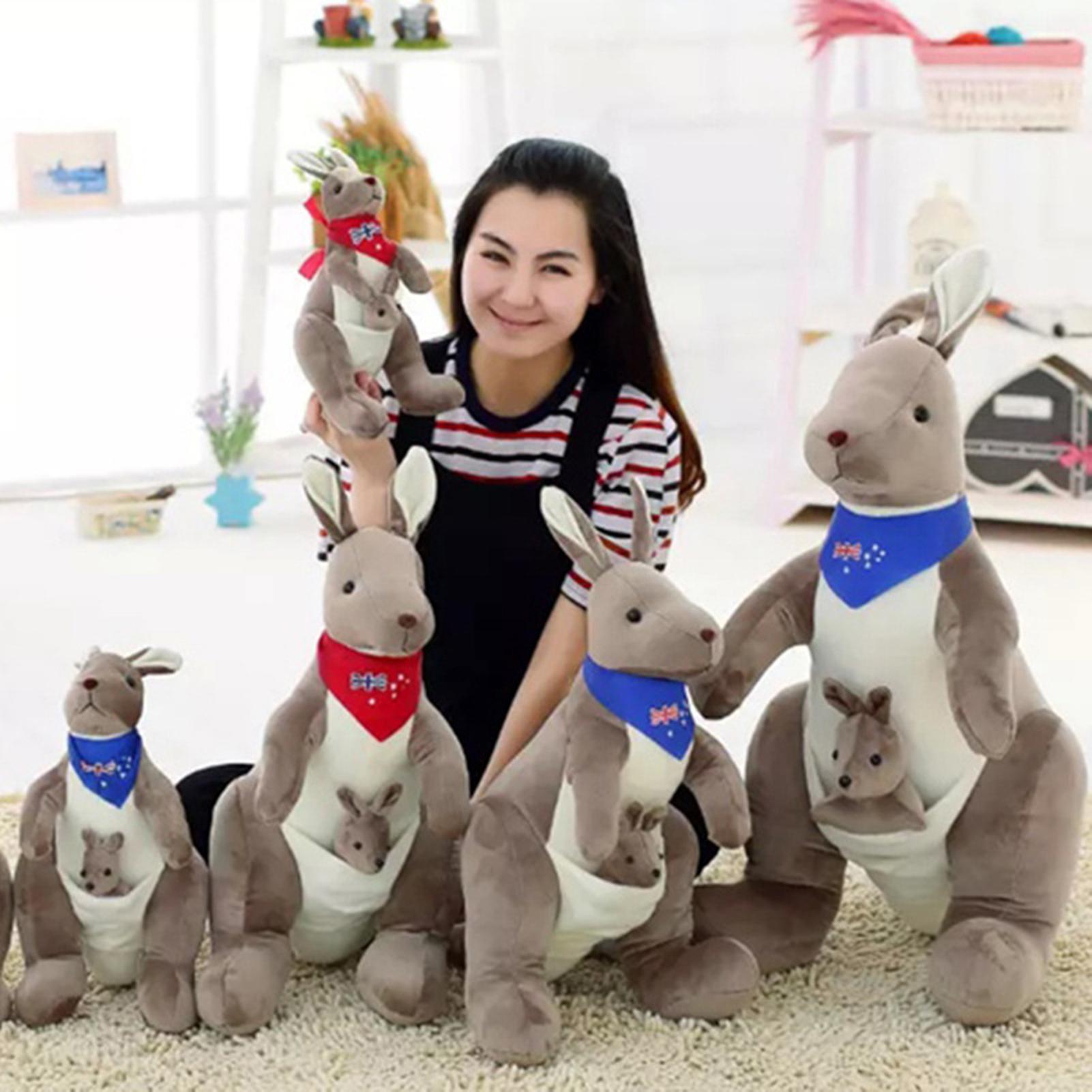 Kangaroo Plush Doll Soft Stuffed Animal Toy Simulation Kangaroo Mother ...