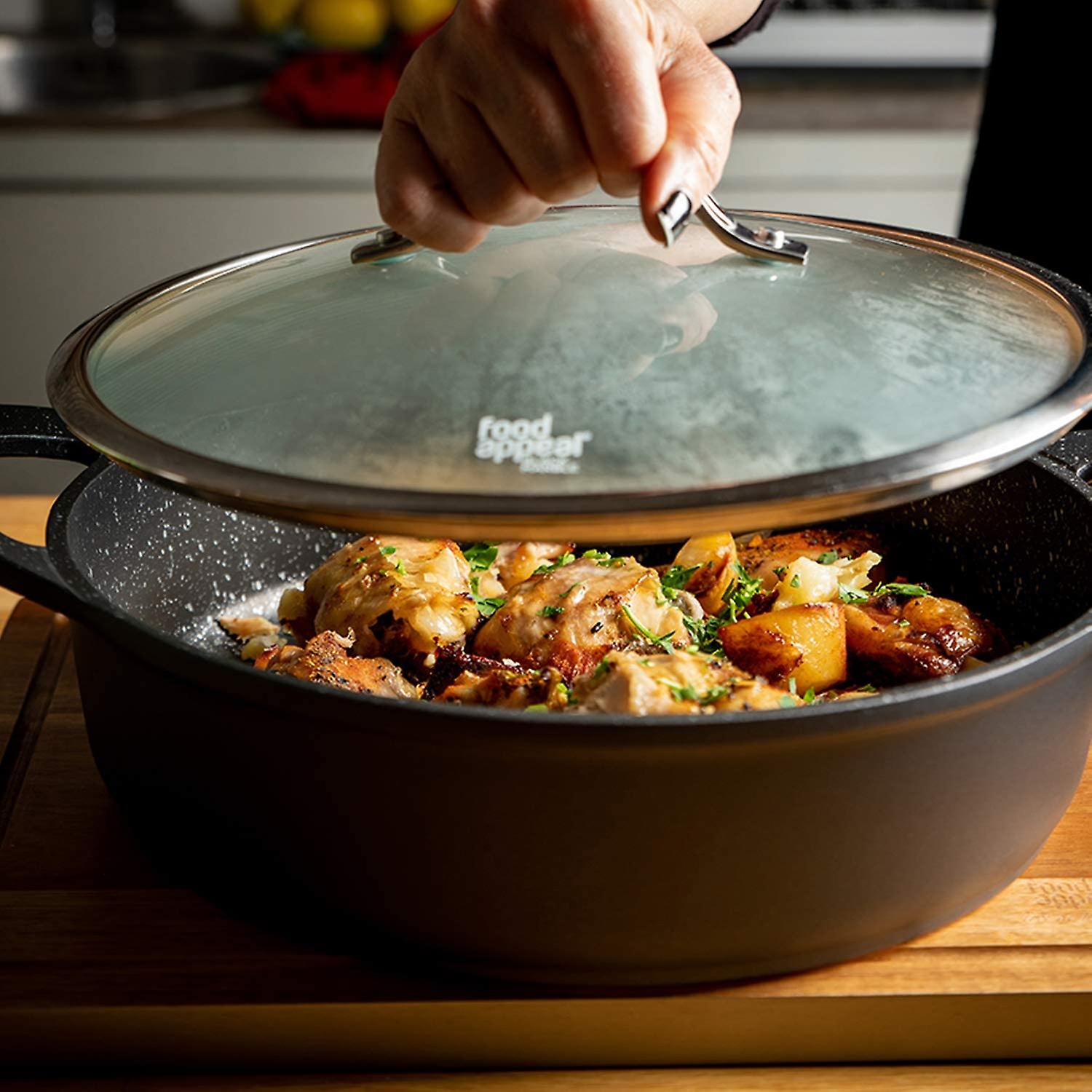 food appeal Black Marble deep roast pot, cooking pot, induction pot ...