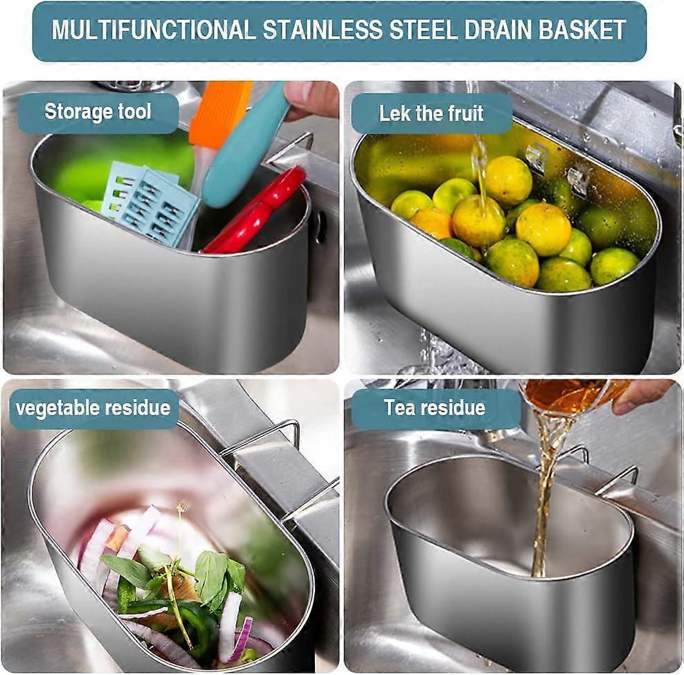Stainless Steel Sink Drain Strainer Basket, Multifunctional Hanging ...